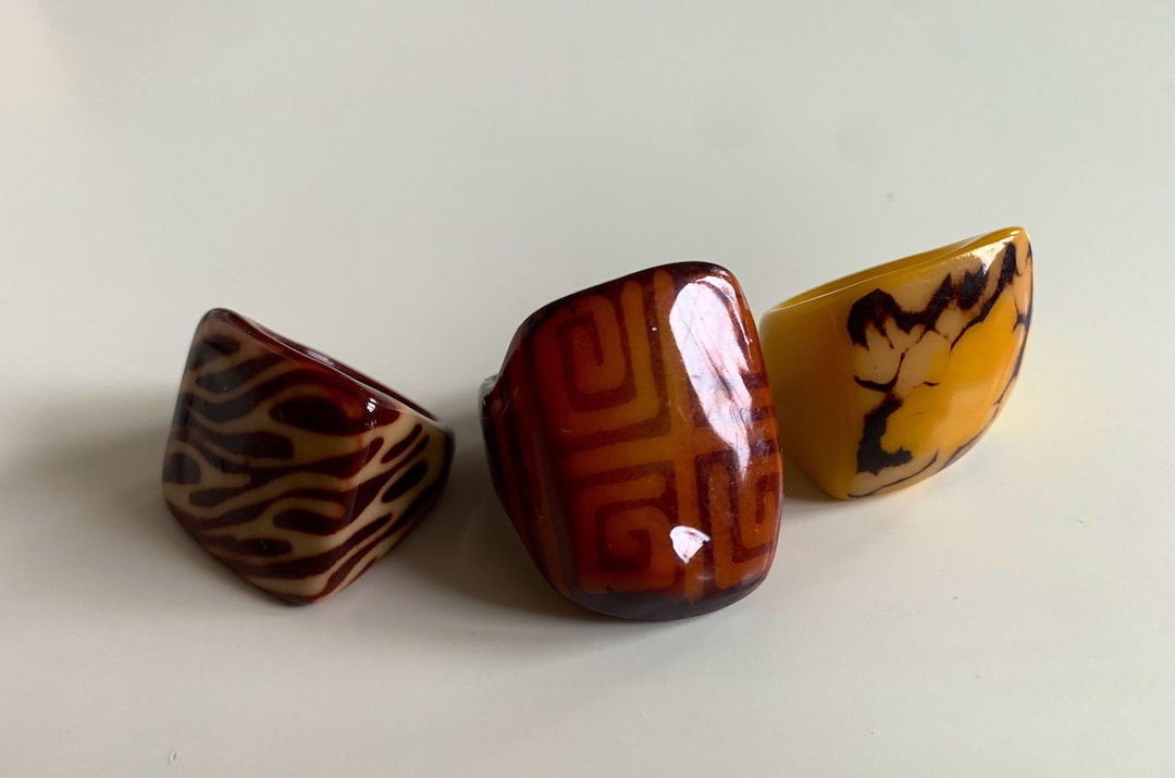 Tagua Seed Ring vegetable Ivory Design Hand Painted, Eco Friendly ...