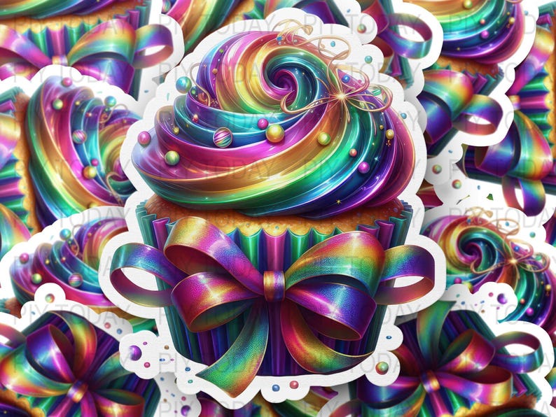 Rainbow Cupcake Clipart: Decodollops PNG Set (digital Download) - Etsy