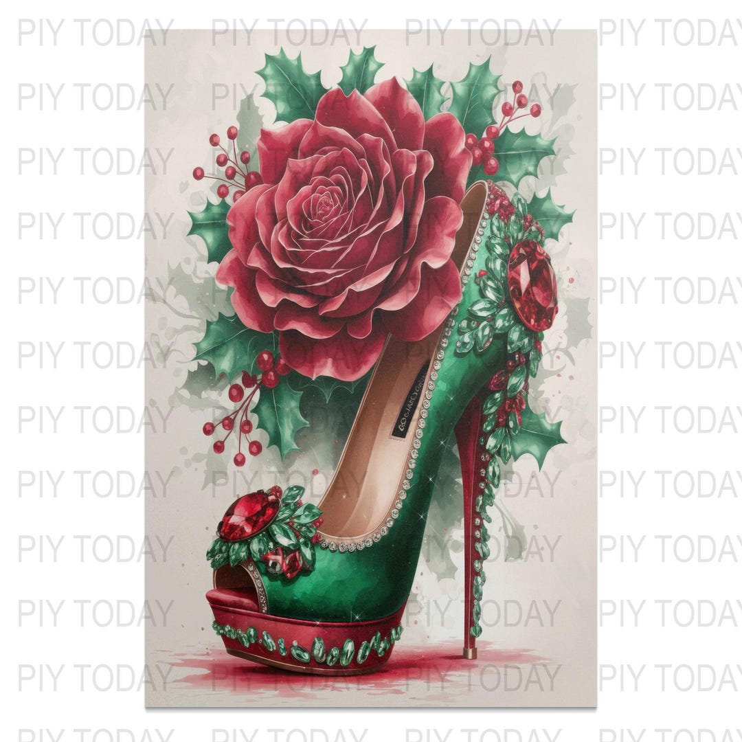 Glam Art Christmas High Heels Stilettos Fashion Art Christmas Wall Art ...