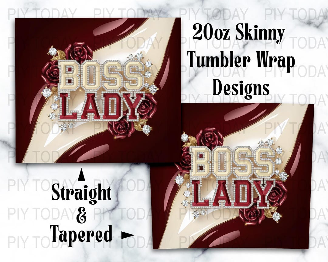 Boss Lady Tumbler Wrap: Red Roses, 20oz Skinny Tumbler (digital ...