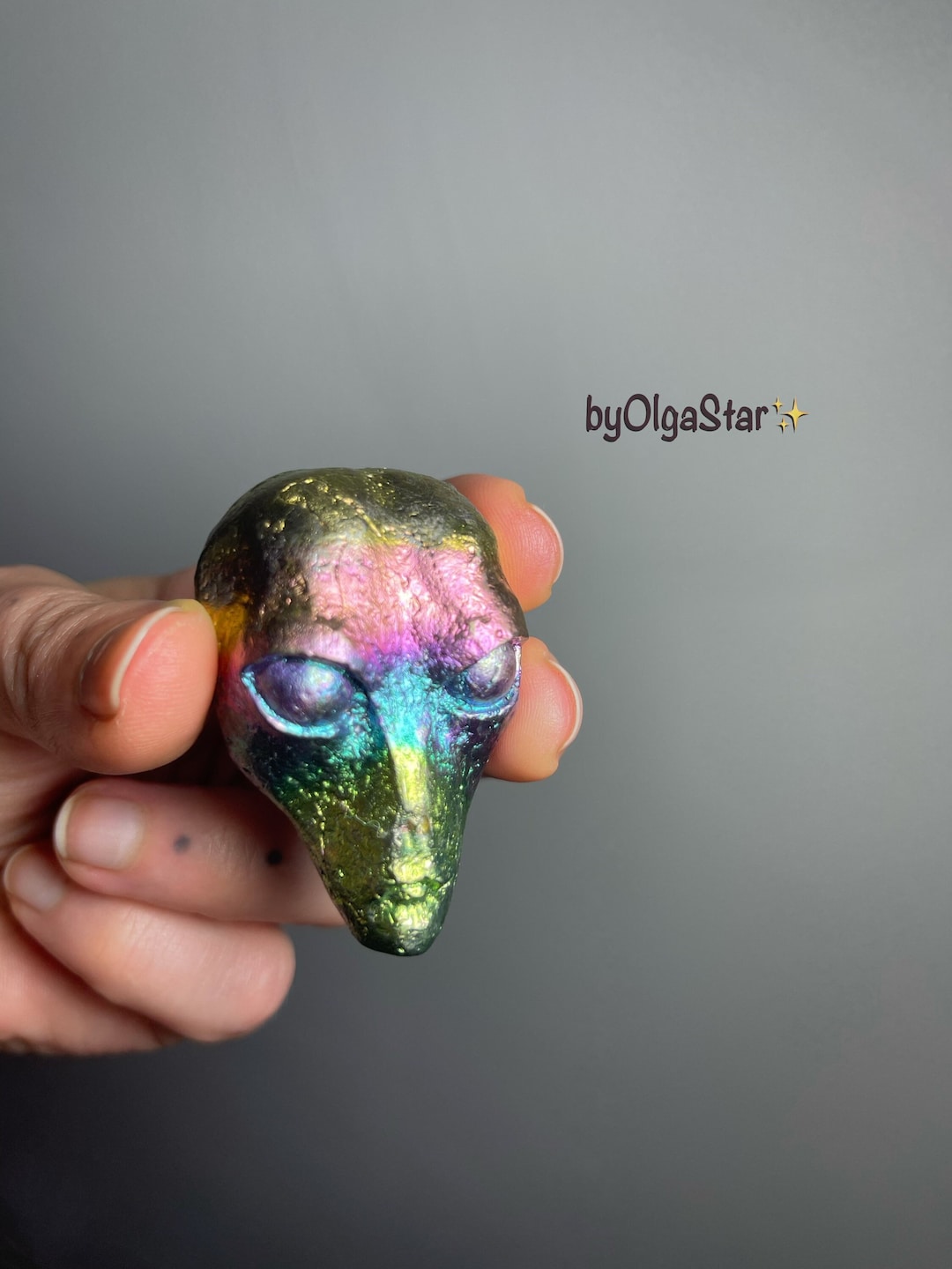 Rainbow BISMUTH SKULL Alien Face Crystal Relieves Feelings of ...