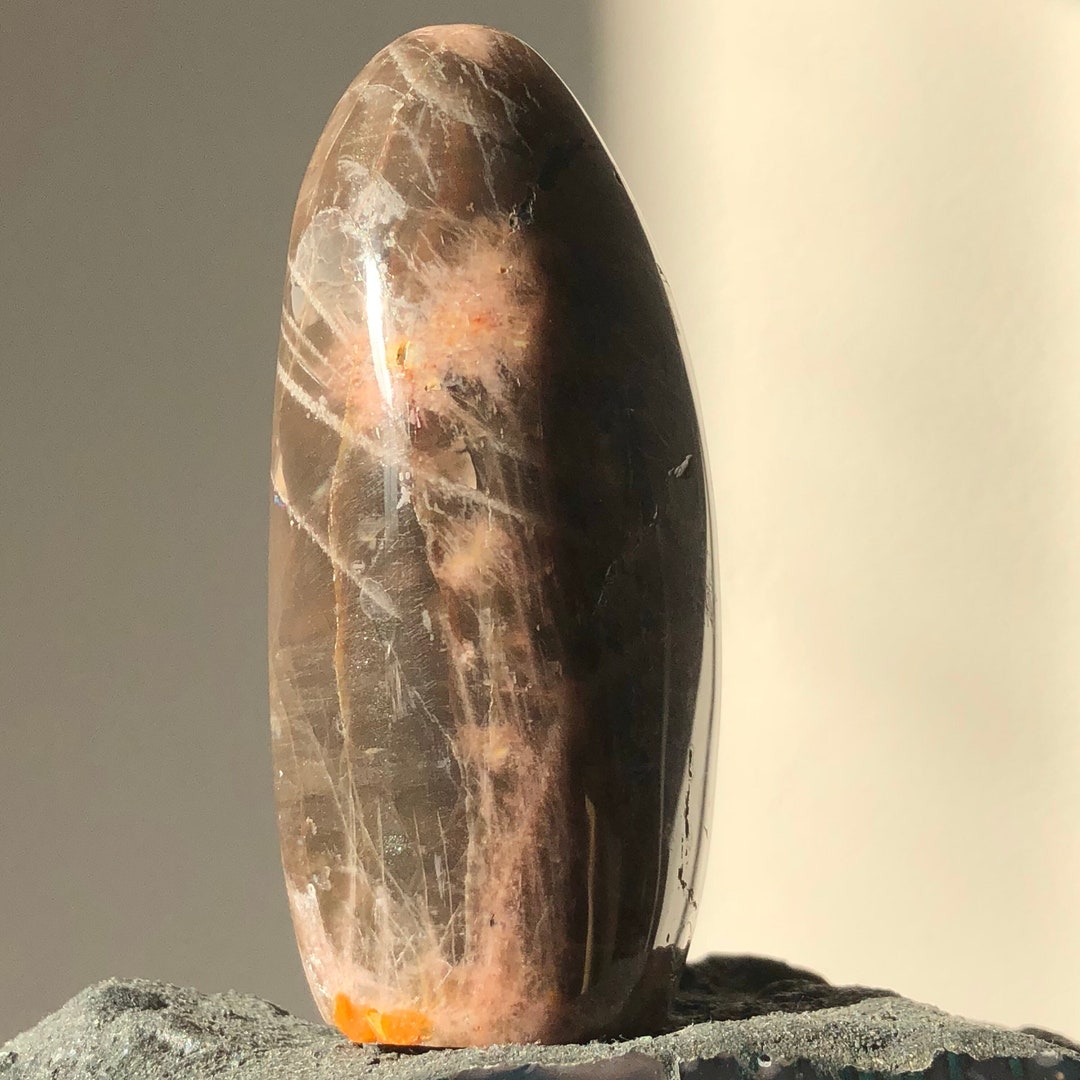 Rare Coffee Chocolate Moonstone Crystal | Silver Shimmer & Rainbow ...