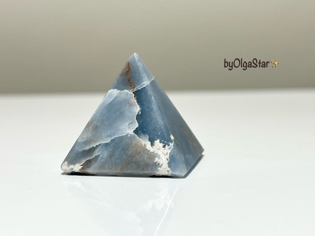 Blue Calcite Crystal Pyramid Stone of Emotional Intelligence Boosts ...