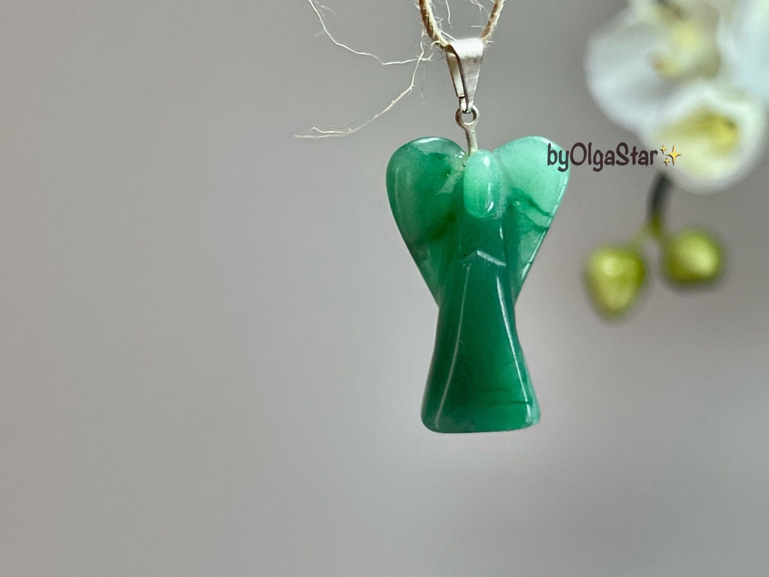 Nature Angel Green Aventurine Angel Sculpture Pendant Lucky Charm ...