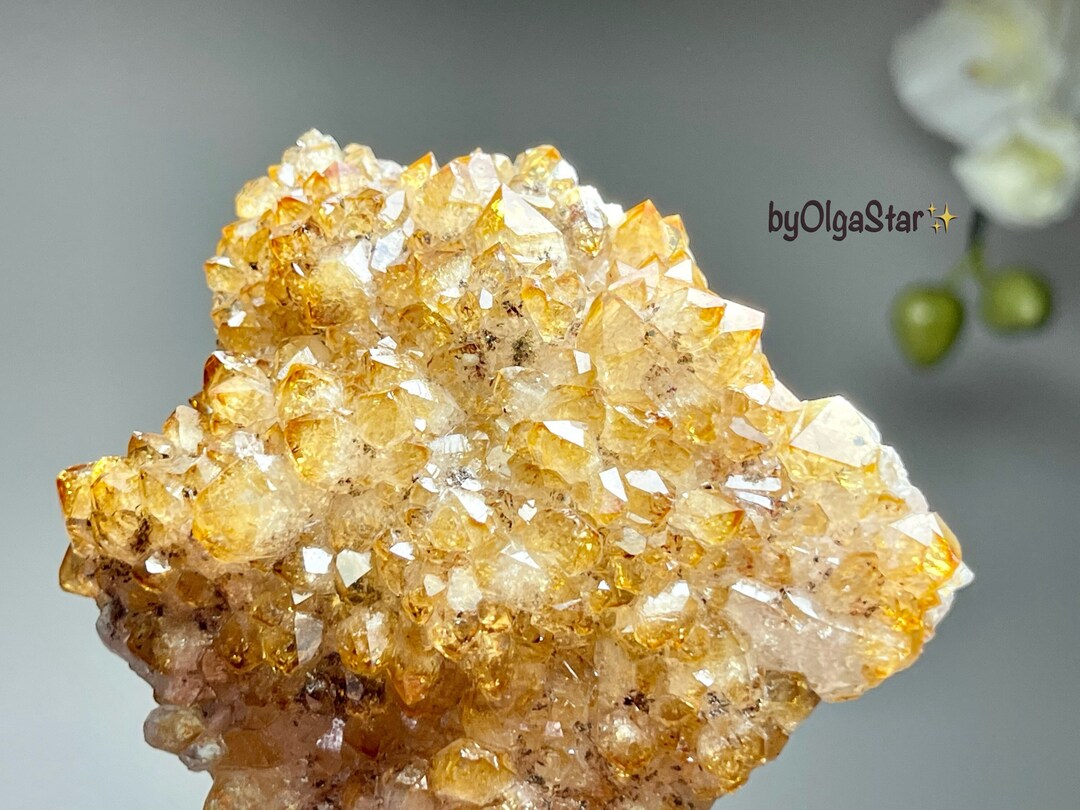 JOY POSITIVITY Sparkly Citrine Cluster Shiny Personality Cool ...