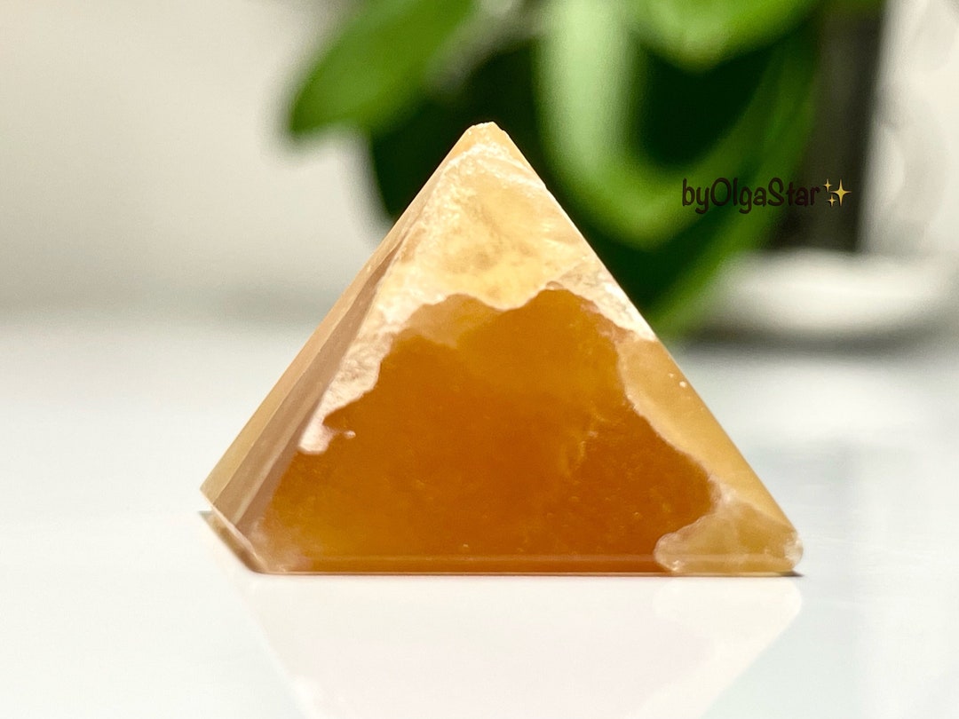 Amber Honey Calcite Crystal Pyramid Stone of the Mind Encouragement ...