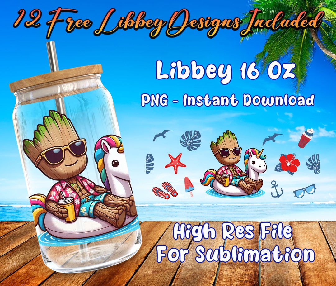Super Hero Summer Vibes 16 Oz Libbey Glass Can Wrap PNG Sublimation ...