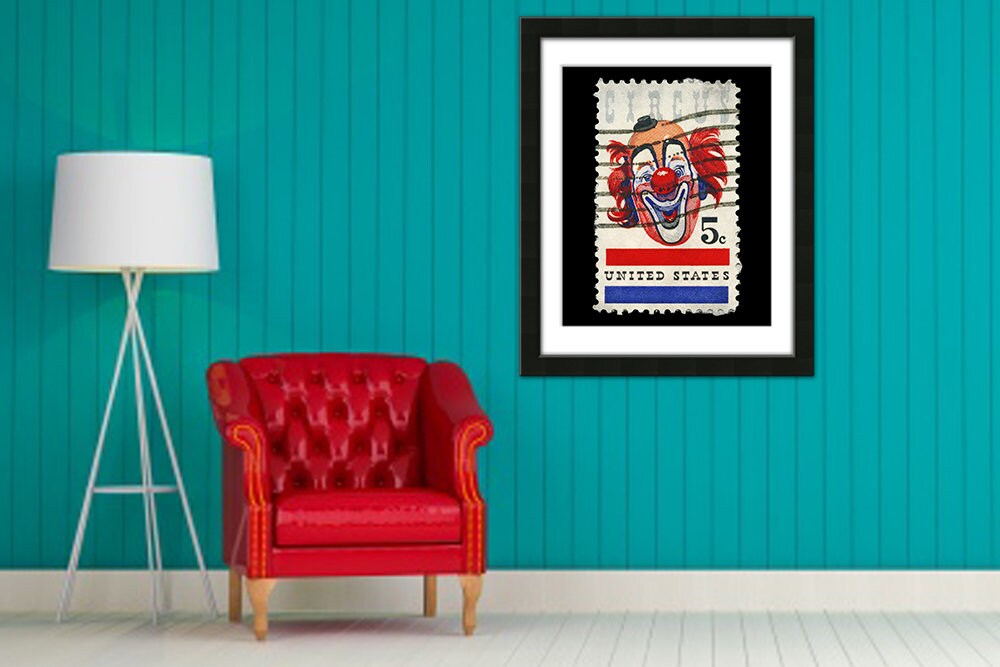 Circus Art, Vintage Circus Stamp, Clown Stamp, Circus Print, Circus ...