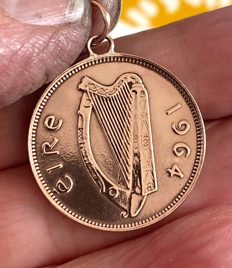 Irish Halfpenny Coin Pendant, Sow & Piglets, Bronze Medallion - Etsy UK