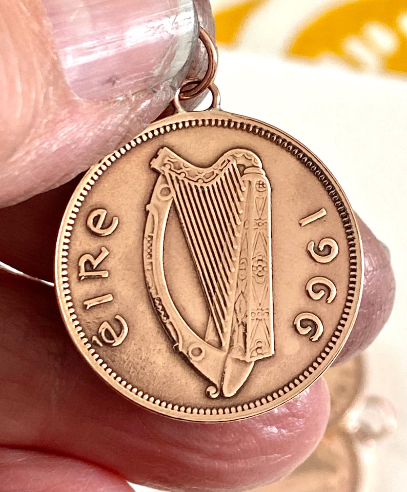 Irish Halfpenny Coin Pendant, Sow & Piglets, Bronze Medallion - Etsy UK