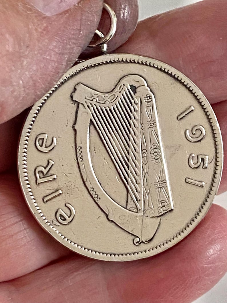 Irish Half Crown Coin Pendant, Handmade Sterling Silver Bale, Hunter ...
