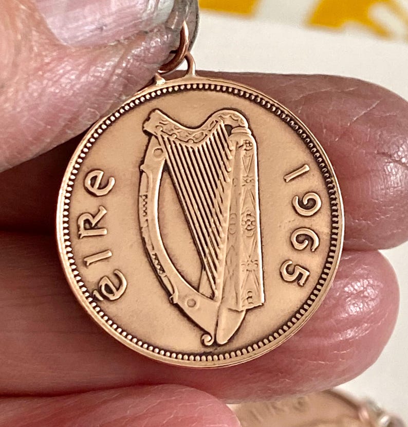 Irish Halfpenny Coin Pendant, Sow & Piglets, Bronze Medallion - Etsy UK
