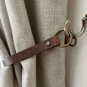 Handmade Antique Brown Leather Curtain Tie Back 3/4 Inch Wide Choice of ...