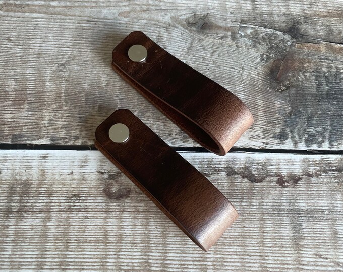 Thick Flat Leather Drawer Handles Leather Cabinet Pulls Leather Knob ...