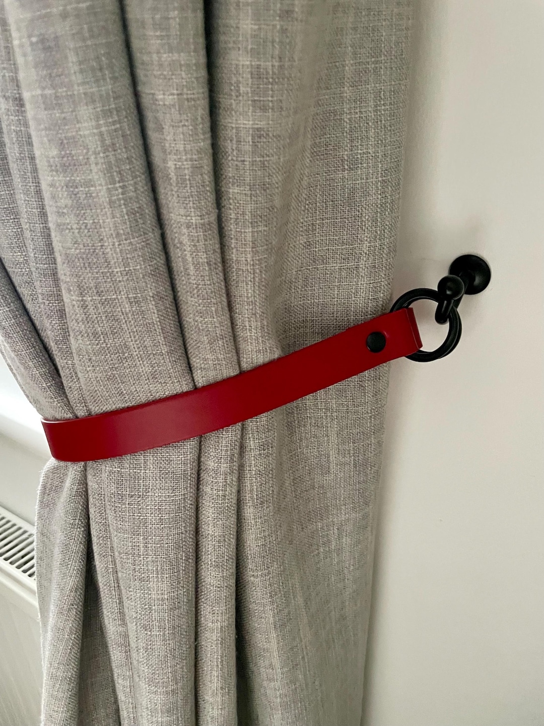 Red Leather Curtain Tie Back Single Fixings , Leather Curtain Ties ...