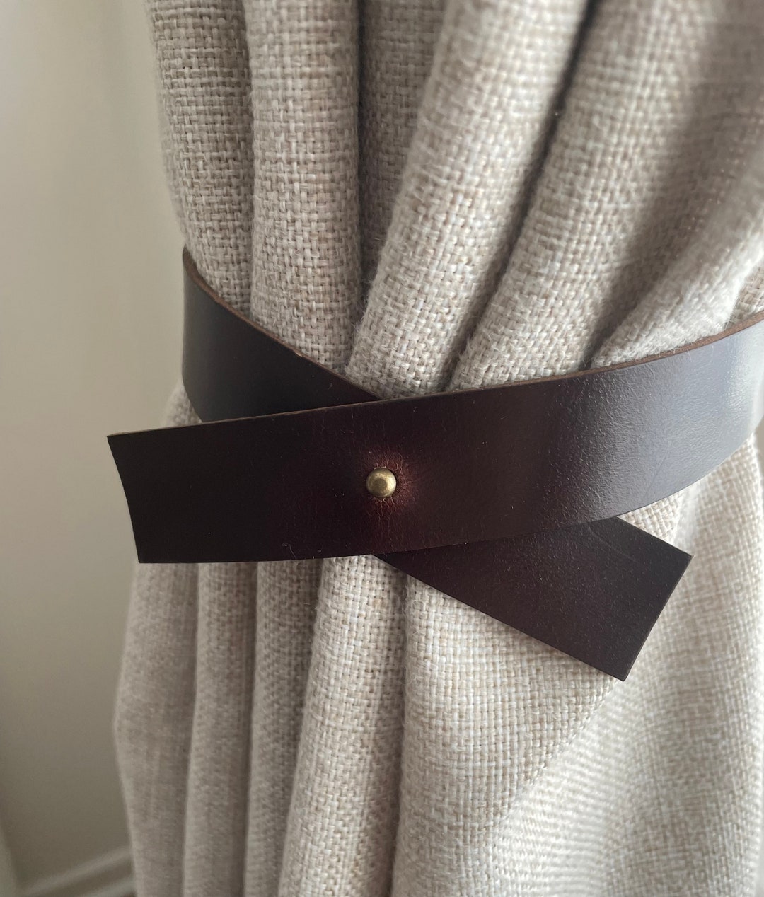 Handmade Leather Curtain Tie Back: Cross Design, 1" Wide - Etsy