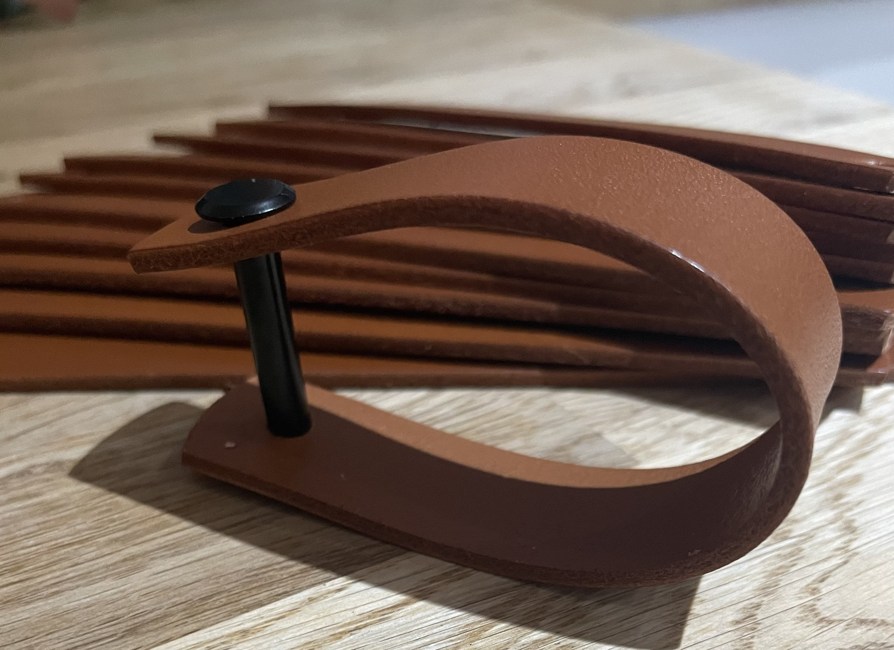 11x Tan Leather Drawer Handles Draw Cabinet Pulls Leather Knob Loop ...