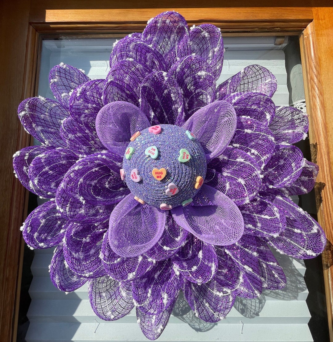 Purple Valentine Conversation Heart Wreath - Etsy