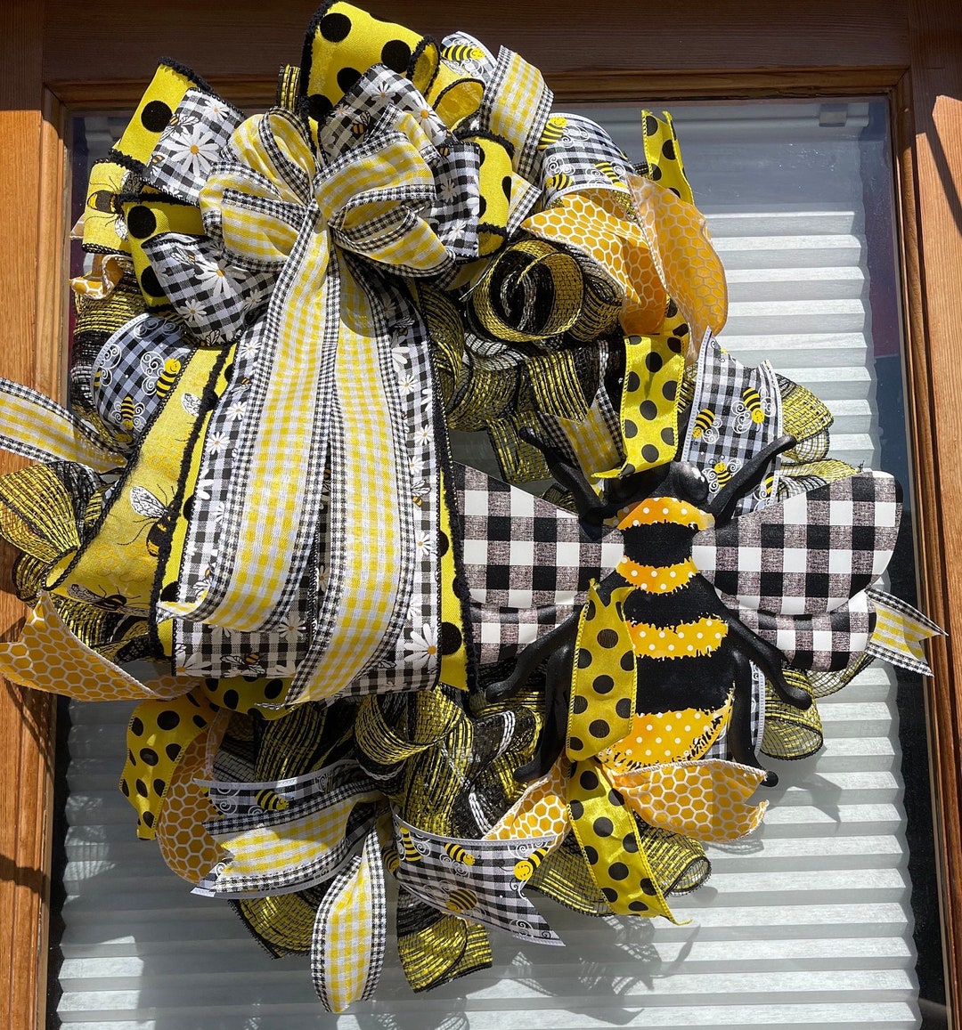 Bumblebee Deco Mesh Wreath - Etsy