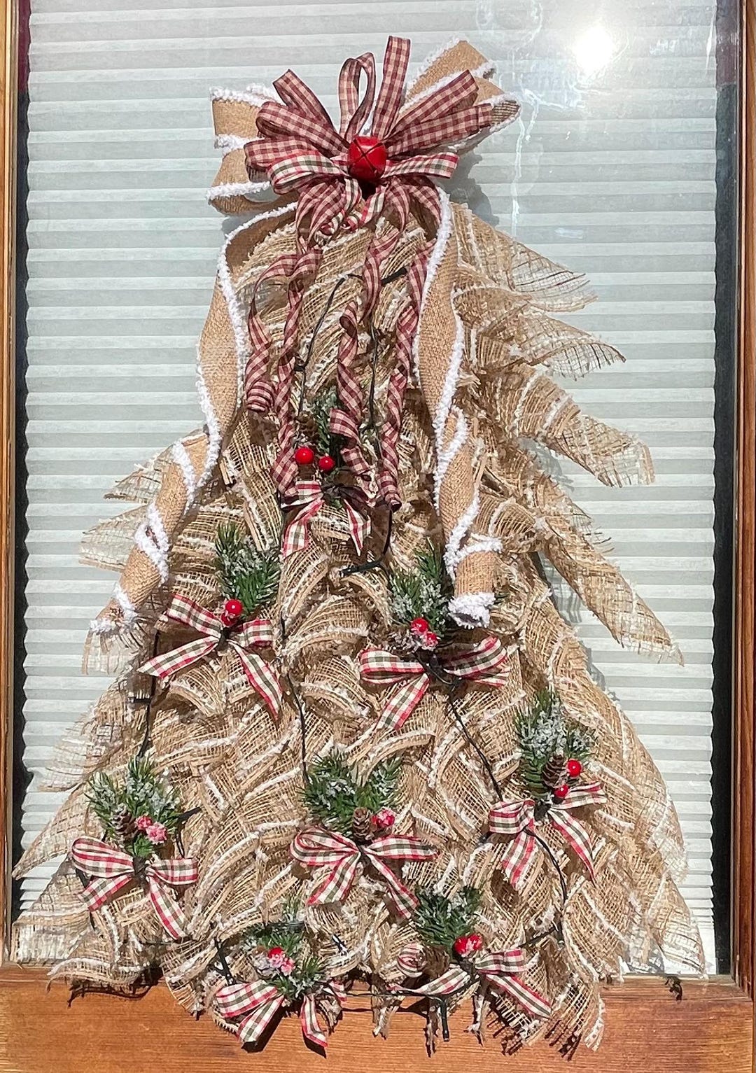 Handmade Lighted Rustic Burlap Christmas Tree Wall Décor – Country ...