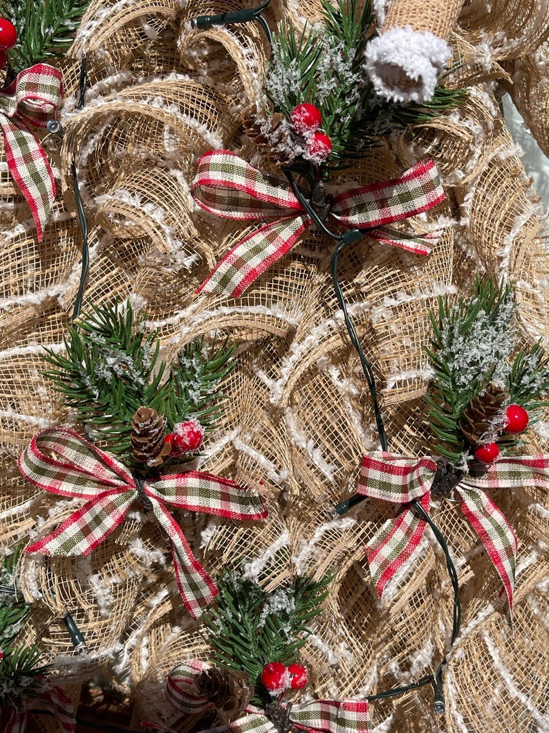 Handmade Lighted Rustic Burlap Christmas Tree Wall Décor – Country ...