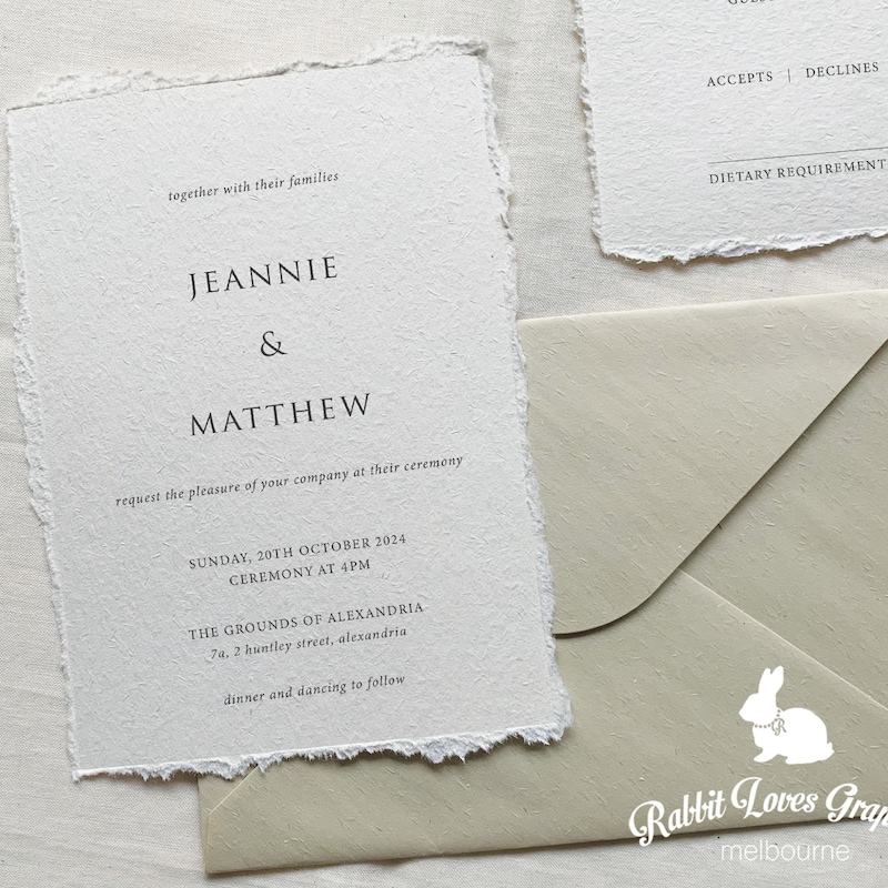 Deckled Edge Wedding Invitation - Etsy