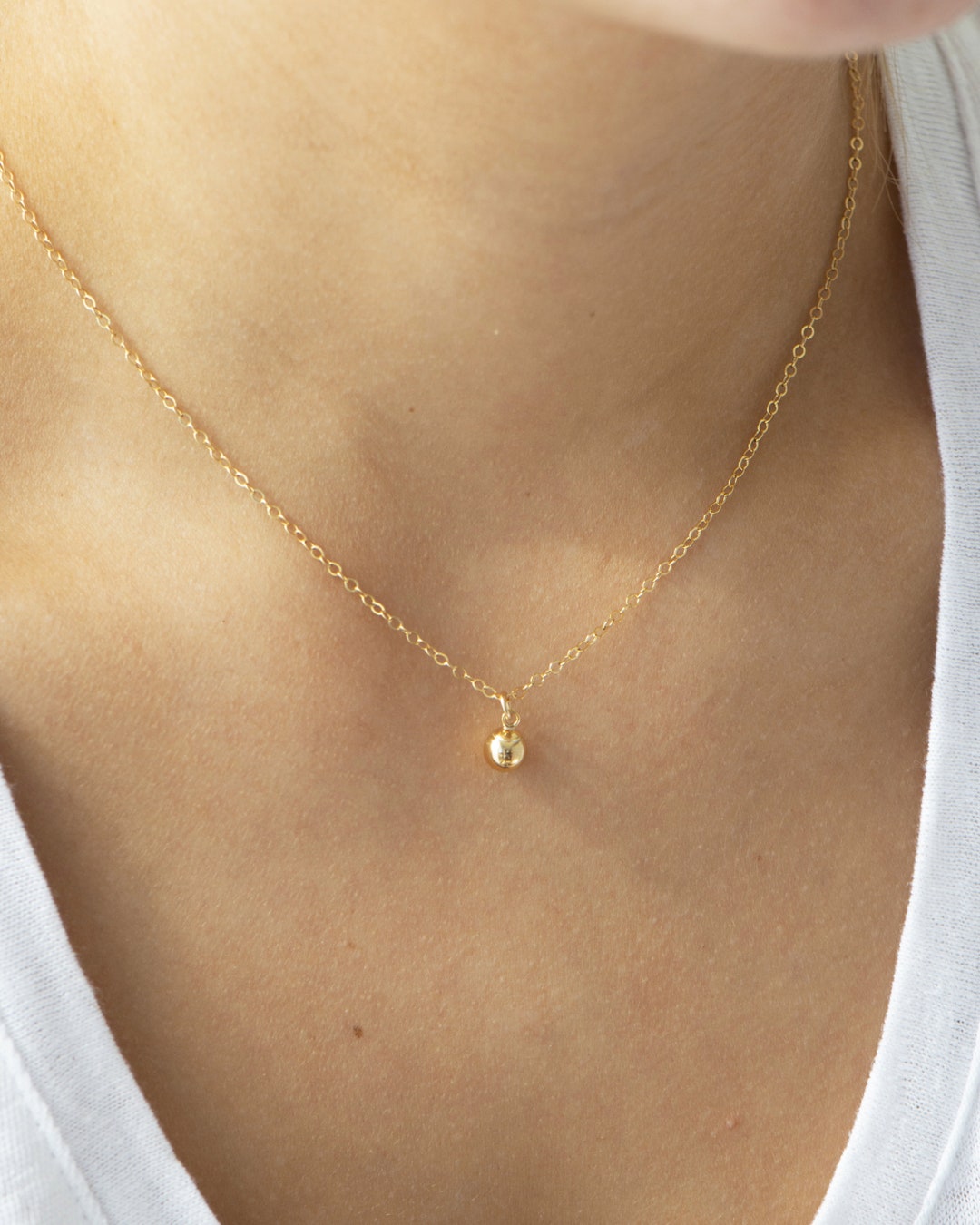 Delicate Gold-fill Necklace Gold Ball Necklace Best Everyday - Etsy