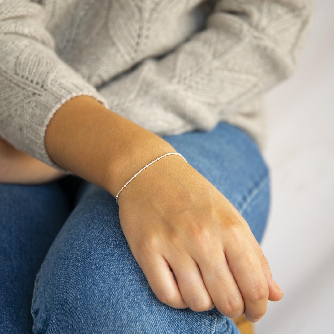 Silver Satellite Bracelet, Satellite Chain, Snake Chain Bracelet ...