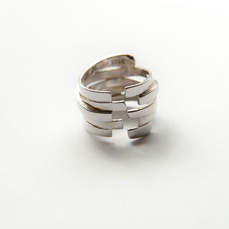 Multi-layered Silver Ring Adjustable Silver Ring Thick - Etsy UK