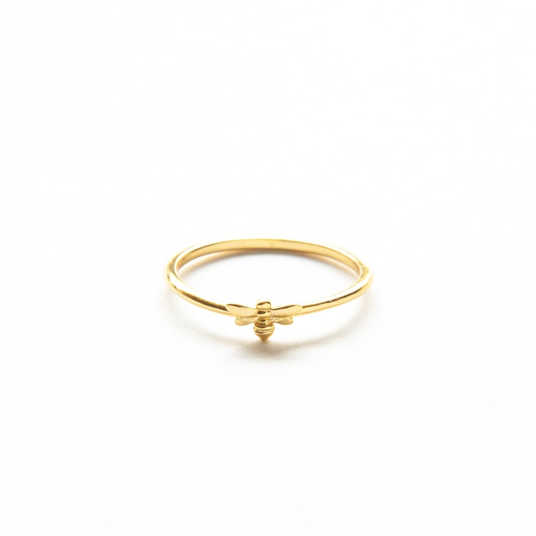 Bee Ring, Gold Bee Ring, Honey Bee Ring, Bee Lover Ring, Gold Stacker ...