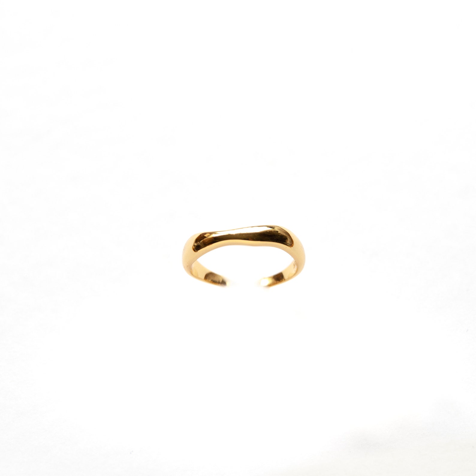 Gold Wavy Ring Adjustable Gold Stacking Ring Curved Layering - Etsy
