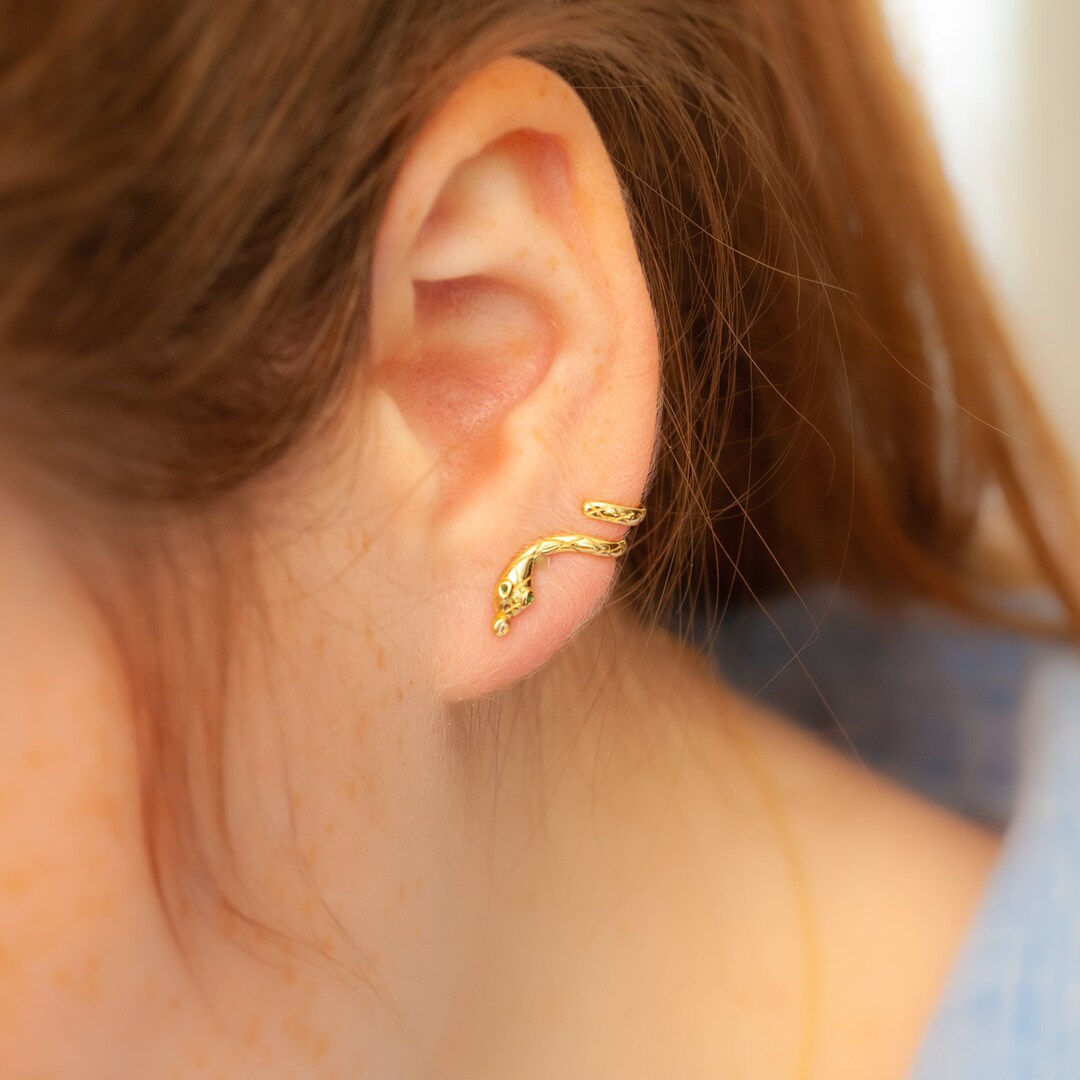 Snake Climber Serpent Earrings Snake Crawler Gold Ear - Etsy UK