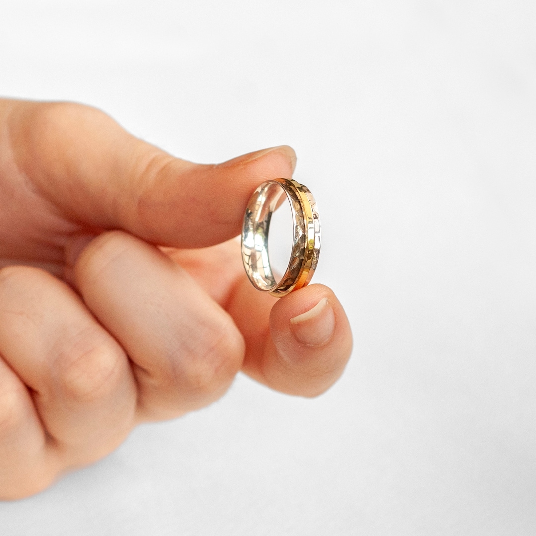 Silver Hammered Spinner Ring, Infinity Ring, Brass Band, Fiddle Ring ...