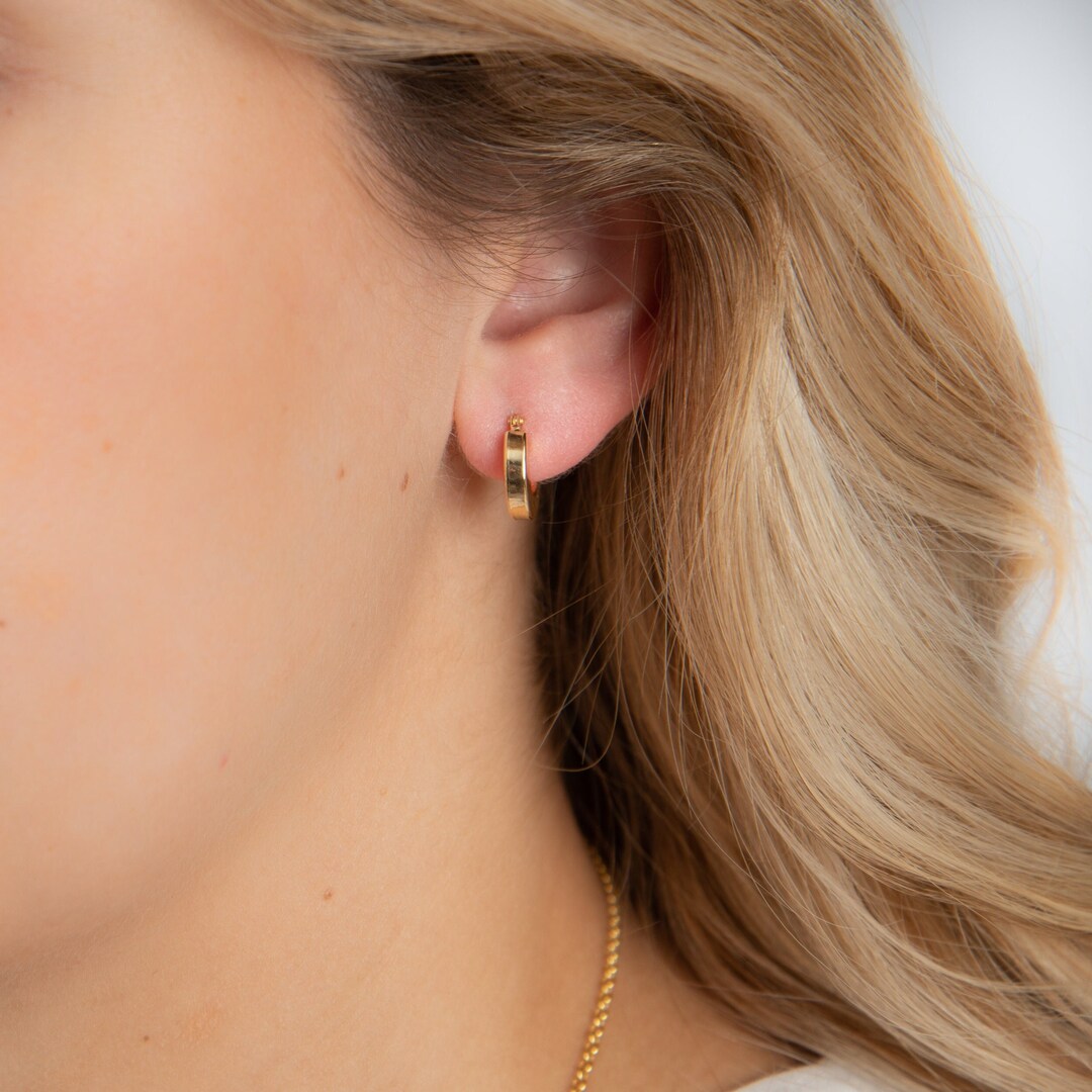 Chunky Mini Creole Hoops, Mini Square Edged Hoops, Chunky Small ...
