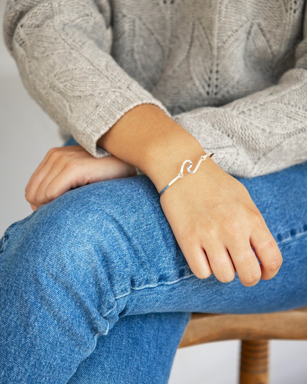 Silver Wave Bangle, Sterling Silver Bangle, Beach Lover Gift - Etsy