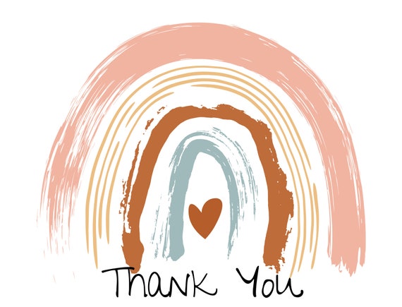 Boho Rainbow Thank You Card Template PDF Thank You Cards - Etsy