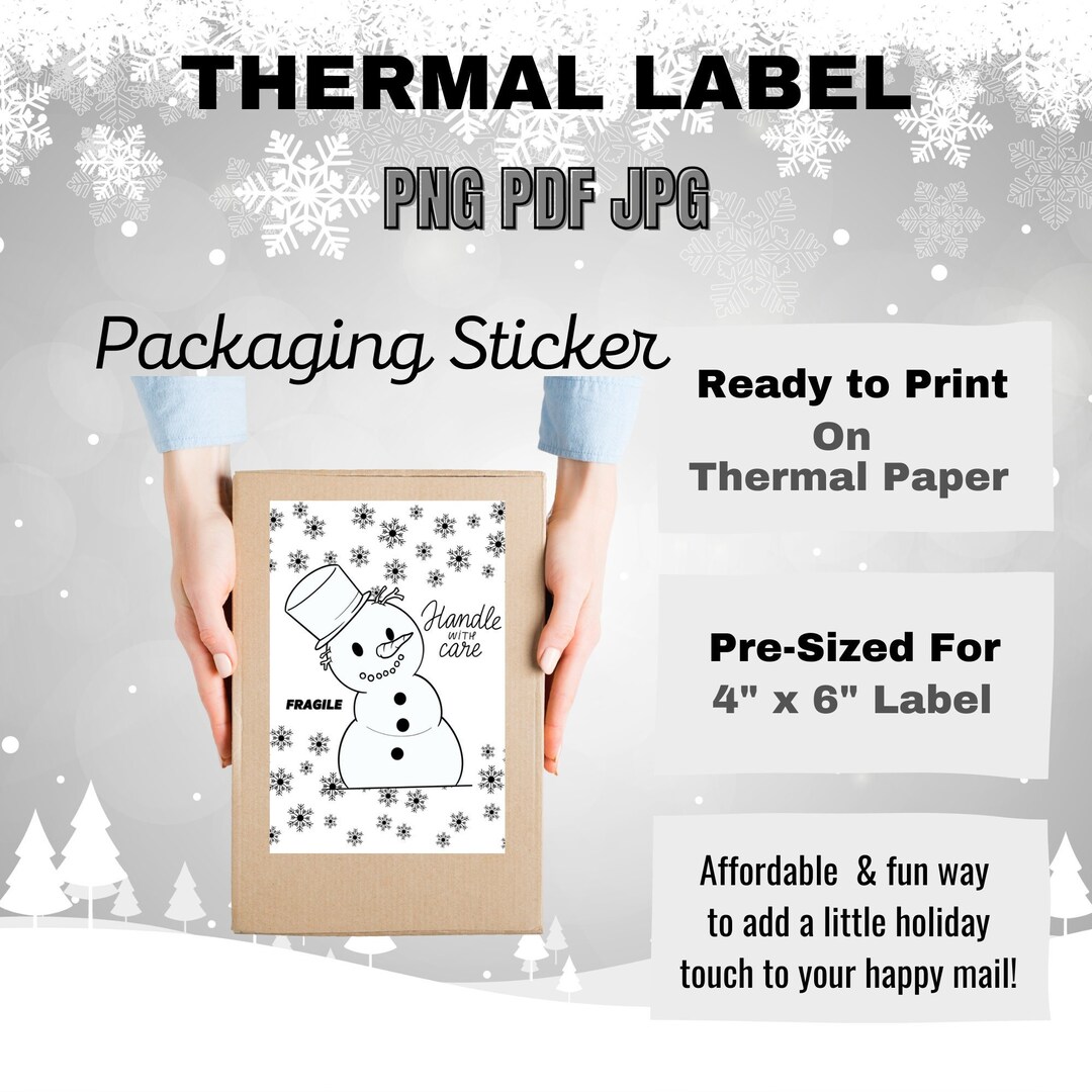Fragile Handle With Care Thermal Label PNG, Christmas Thermal Printer ...