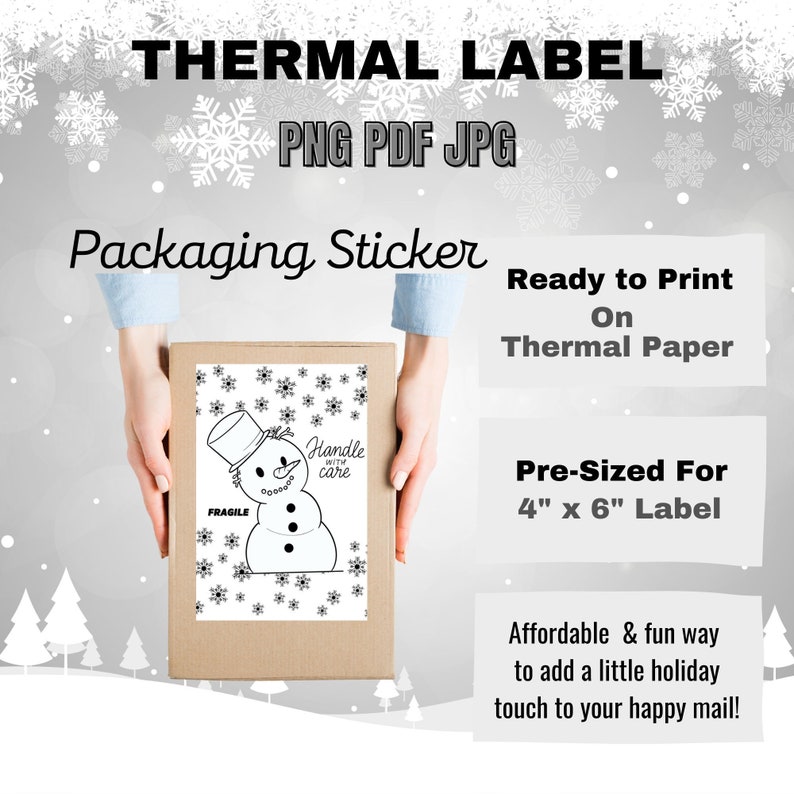 Fragile Handle With Care Thermal Label PNG, Christmas Thermal Printer ...