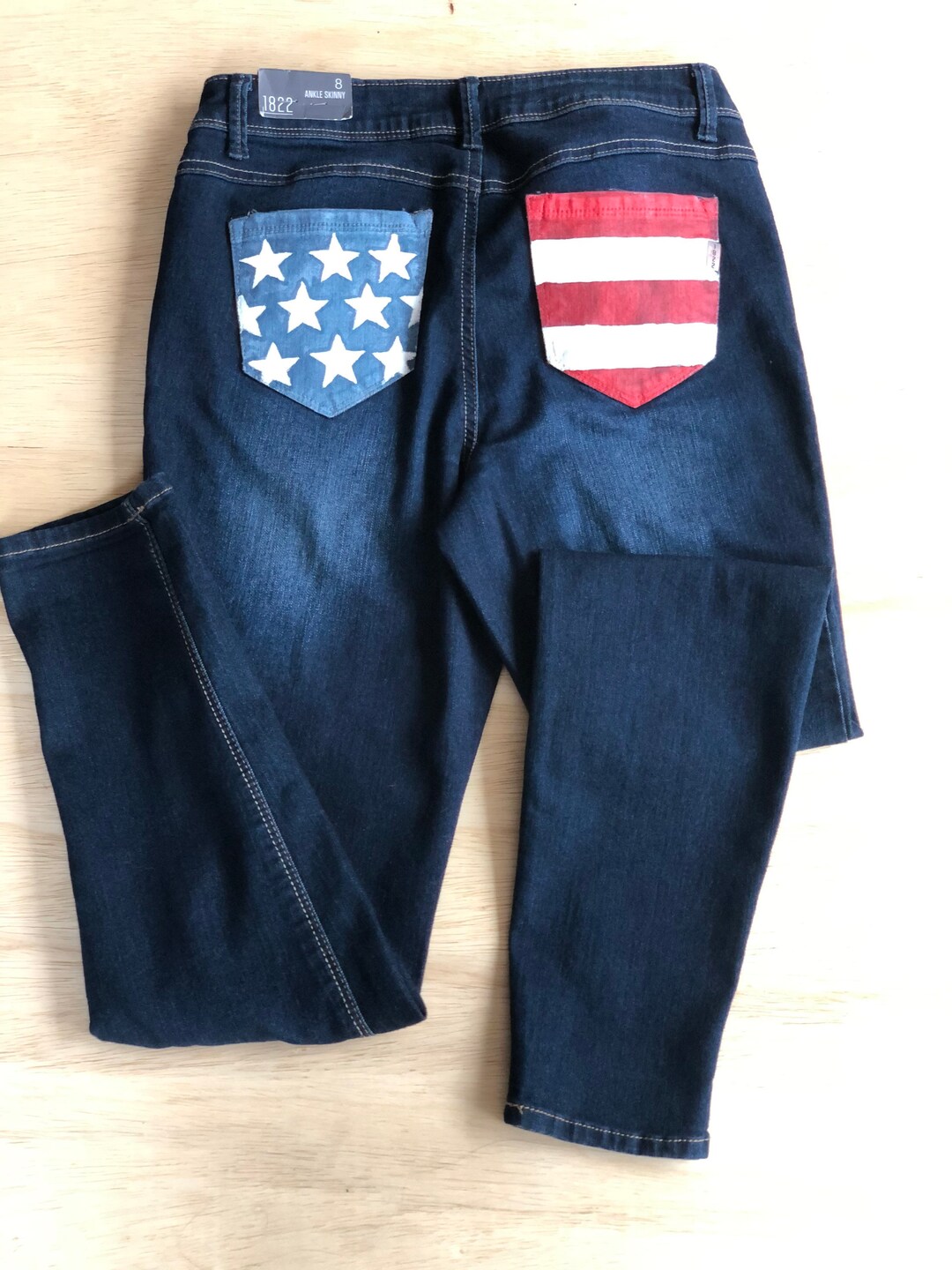 American Flag Hand Painted Jeans Women’s Size 8 - Etsy