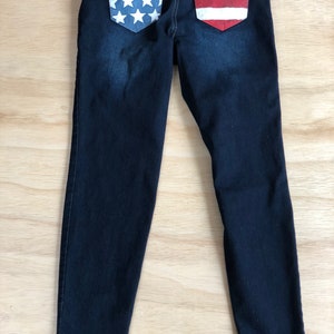 American Flag Hand Painted Jeans Women’s Size 8 - Etsy