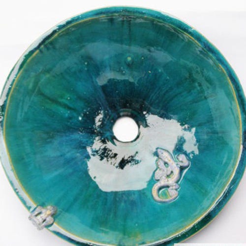 Turquoise Sink With Lizards Table Top Washbasin Bathroom - Etsy