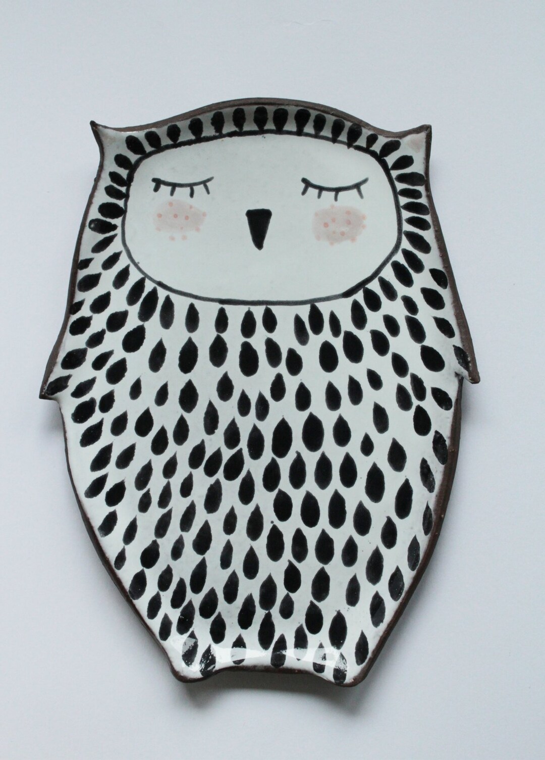 Handmade Ceramic Sleepy Owl Plate – Stoneware Ring Dish / Soap Dish ...