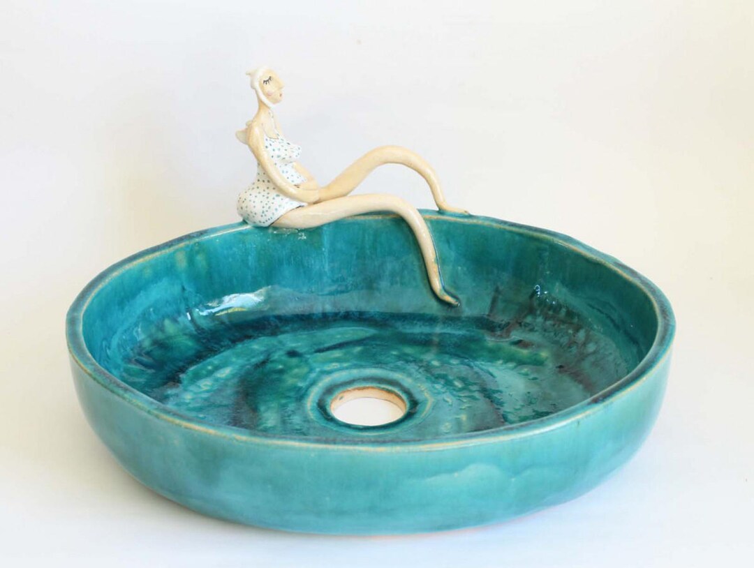 Beautiful Angel Swimmer - Ceramic Table Top Sink, Washbasin, Bathroom ...