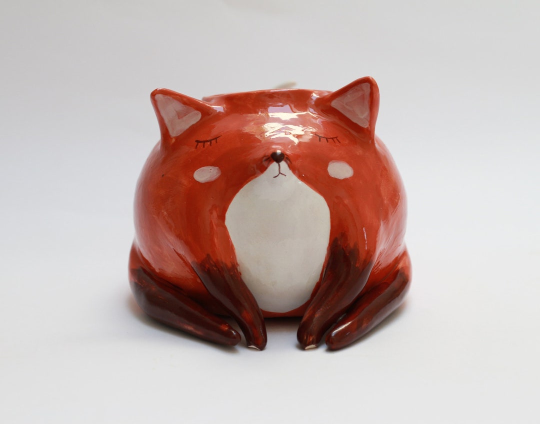 MADE TO ORDER Red Fox - Sweet Ceramic Fox Vase, Ceramic Vase, Ceramic ...