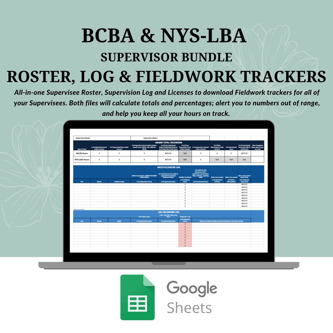 BCBA NYS-LBA Supervisor Bundle; Supervision Roster & Log, Plus the ...