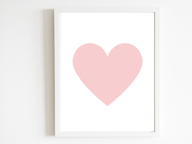 Pink Heart Wall Art, Nursery Wall Print, Nursery Wall Prints, Light ...