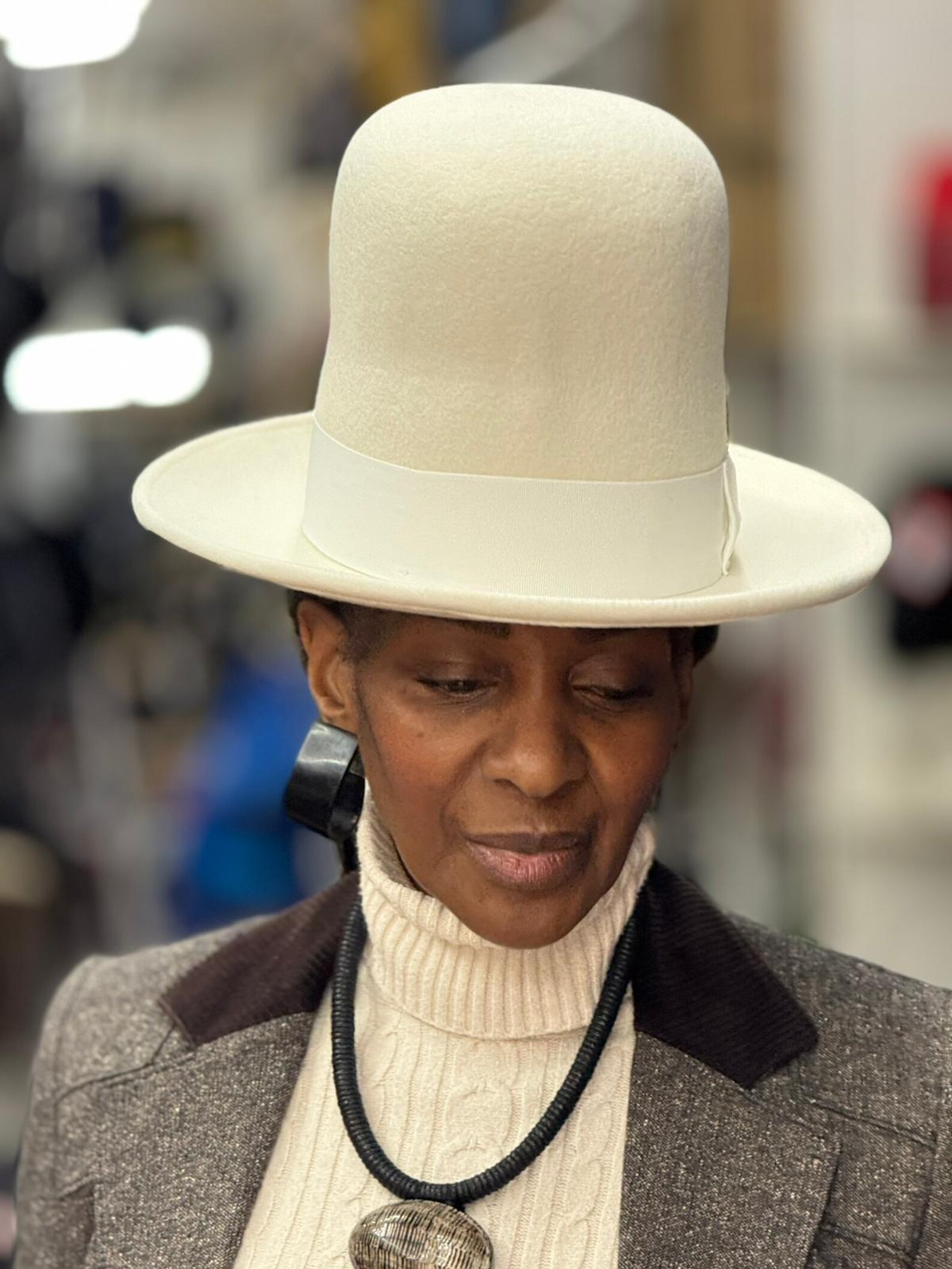 Wool Tall Bowler Hat, Erykah Badu Style, Feather Detail (60cm) - Etsy