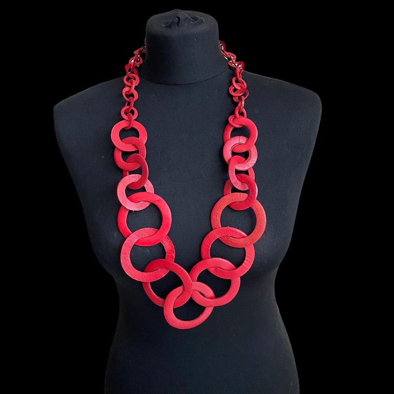 Red Statement Necklace - Etsy