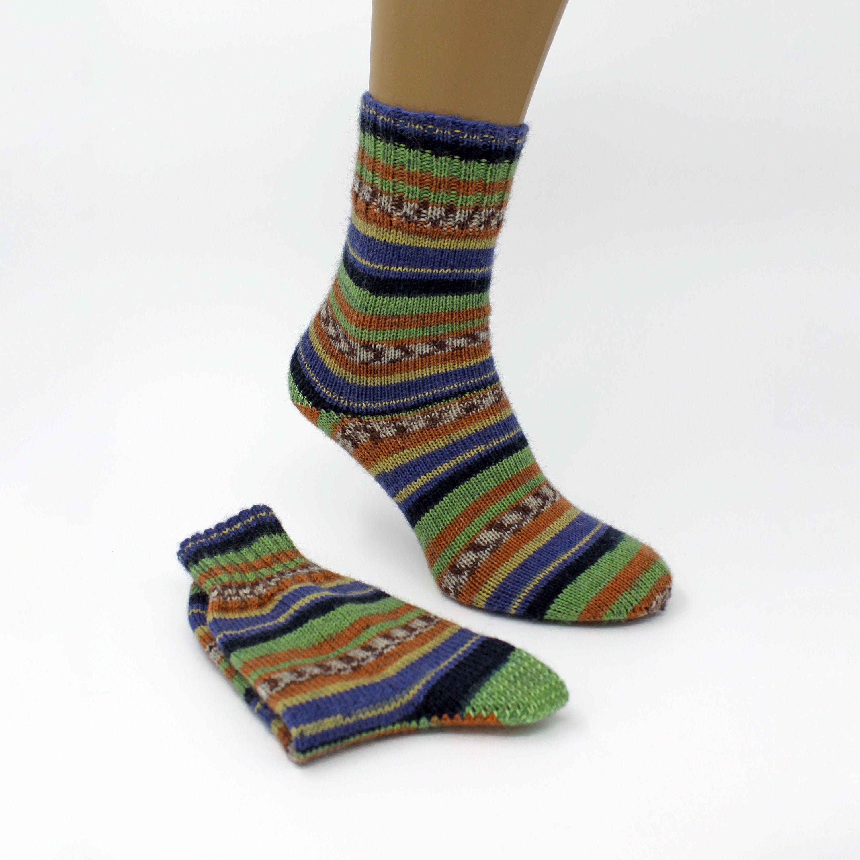 Multicolor Hand Knitted Wool Socks Warm Handmade Socks - Etsy
