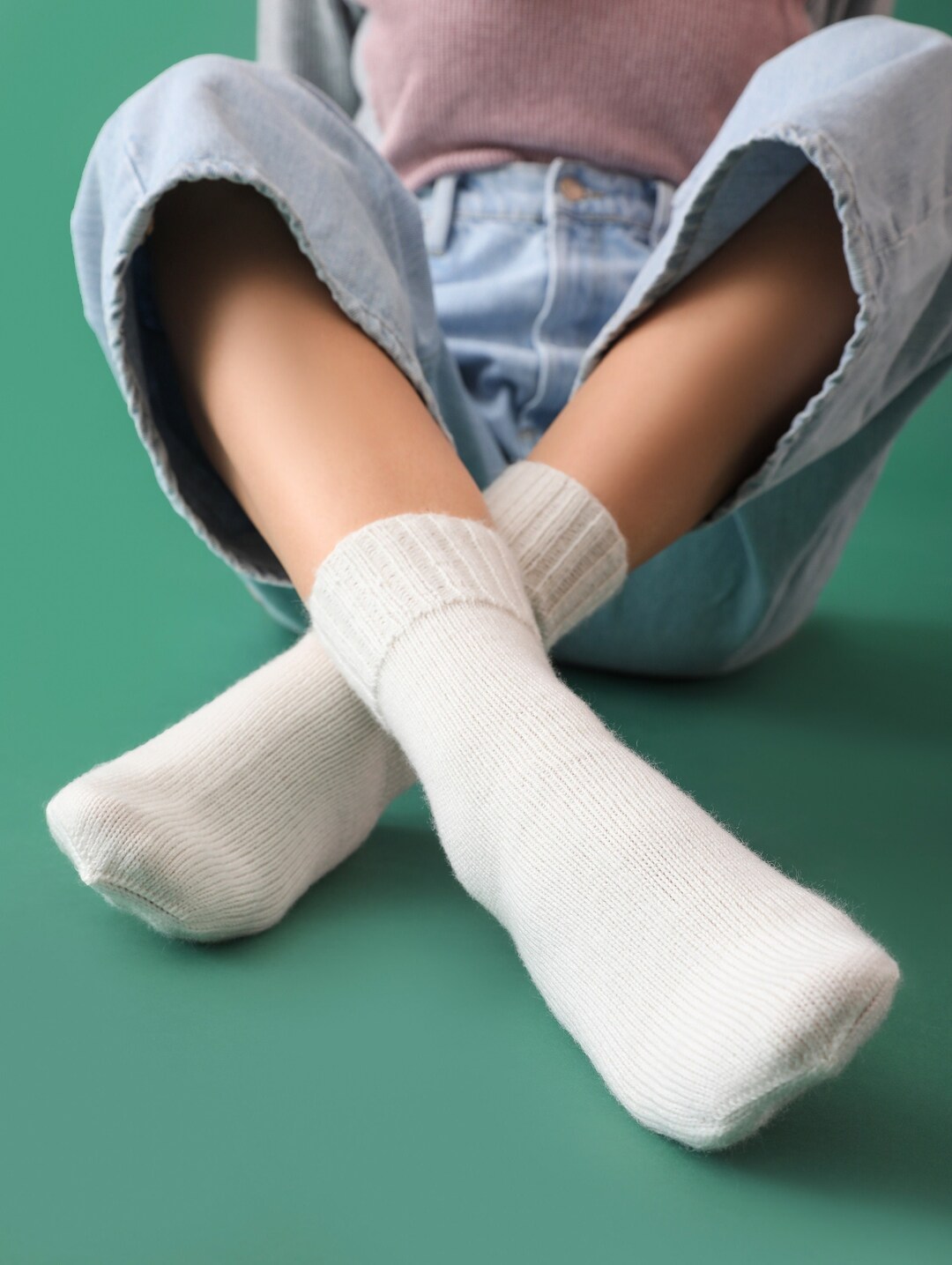 Pure White Hand Knitted Merino Wool Socks, Warm Handmade Socks, Unisex ...